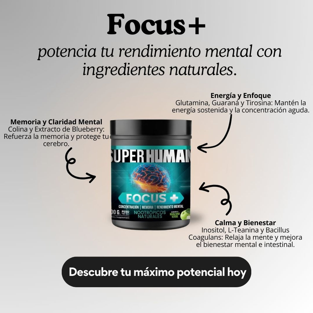 Focus+ Nootrópico Natural para un Máximo Rendimiento Mental Potenciado ...